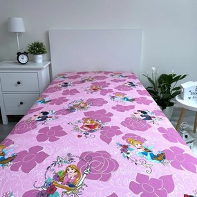 Růžové napínací bavlněné dětské prostěradlo 90x200 cm The Pincesses "Pink" – Jerry Fabrics