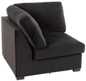 Černý 1-místný sametový rohový díl pohovky Nalmi black - 108*108*89cm