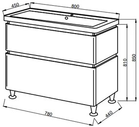 Lavedo Lion Komo I 80 White koupelnová skříňka s umyvadlem