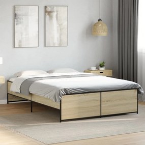 Rám postele dub sonoma 140 x 190 cm kompozitní dřevo a kov 3279898