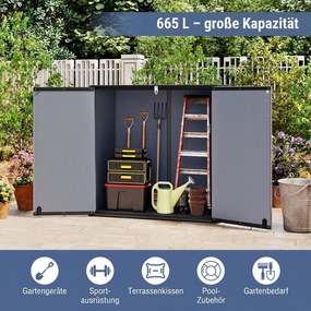 Costway Úložný box zahradní skříňky odolný proti povětrnostním vlivům s – šedá