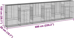 Gabionový koš s víkem 600 x 50 x 150 cm pozinkované železo 3295159