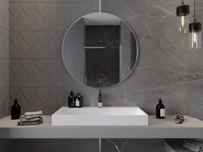 Mexen Loft, kulaté koupelnové zrcadlo 90 cm, barva rámu broušená ocel, 9850-090-090-000-10