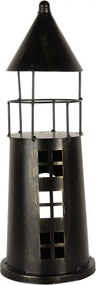 Černá antik kovová dekorace maják Lighthouse - Ø 16*45 cm