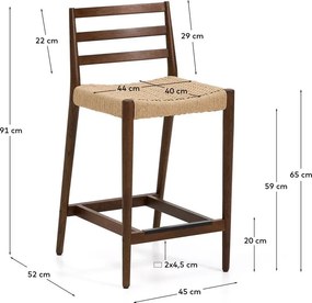 Hnědá/v přírodní barvě barová židle z dubového dřeva (výška sedáku 65 cm) Analy – Kave Home