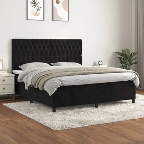 Box spring postel s matrací černá 180x200 cm samet 3143219