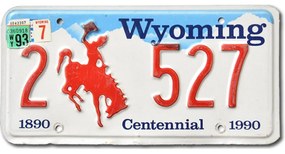 Americká SPZ Wyoming Centennial 2-527