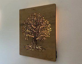 Li-Go "Lípa" světelný obraz s baterií 42x50 cm včetně dálkového ovládání provedení povrchu: dub světlý