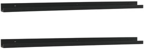 Hoorns Set dvou černých lakovaných polic Kara 120 cm