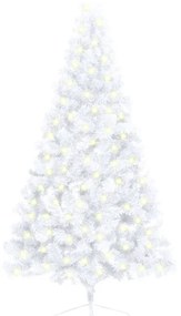 Umělý vánoční půl stromek s LED a stojanem bílý 150 cm PVC,  3077397 HangarStore.cz