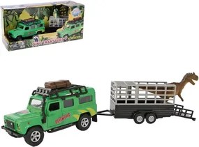 KIDS GLOBE Traffic Land Rover s přívěsem a dinosaurem / Auto s přívěse