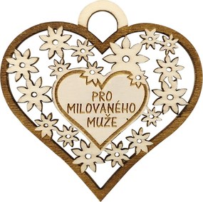 AMADEA Dřevěné srdce s textem "pro milovaného muže", 7 cm, český výrobek