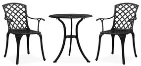 3dílný bistro set litý hliník černý 315592