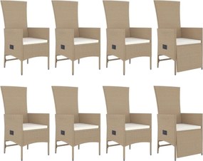 9dílný zahradní jídelní set s poduškami béžový polyratan 3157575