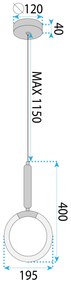 Toolight Toolight, LED závěsné svítidlo 20x40cm, 12W, 3000K, LHJ058-CP1, zlatá matná, OSW-50028