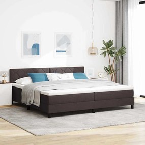 Postel s boxspringem s čelo Tmavě hnědá 200 x 200 cm textil 3338793