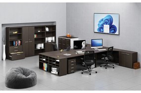 Ergonomický kancelářský pracovní stůl PRIMO WOOD, 1600 x 1200 mm, pravý, wenge
