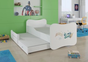 Dětská postel s matracemi GONZALO II 160x80 Motiv: LETADLO S TRANSPARENTEM