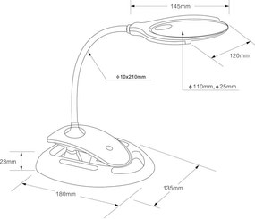 VELAMP LE008 Stolní lampa s osvětlením a lupou