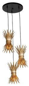 Art Deco závěsná lampa zlatá 3-světelná - Wesley