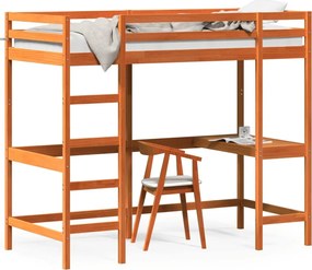 vidaXL Patrová postel se stolem voskově 90x190 cm masiv borovice [842859] Barva: Hnědá