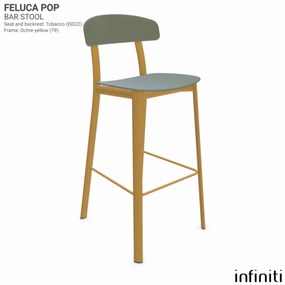 Barová židle Feluca Pop Barva kovové konstrukce: Ochre yellow 79, Barva sedáku a opěradla z recyklovaného plastu: Reed green IR6013