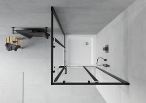 Mexen Rio, čtvercový sprchový kout 70 x 70 cm, 6mm čiré sklo, černý profil + bílá sprchová vanička RIO, 860-070-070-70-00-4510