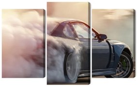 Vícedílný obraz Sportovní Auto V Oblaku Kouře Nedostatek Nedostatek Přírodní plátno 120x80