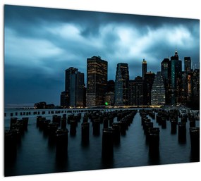 Skleněný obraz - Pohled na mrakodrapy New Yorku (70x50 cm)