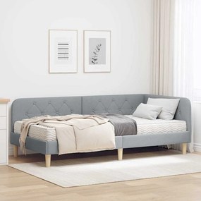 Rohový rám postele Světle šedá 90 x 200 cm textil 3394117