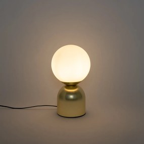 Stolní lampa v hotelovém stylu zlatá s opálovým sklem - Pallon Trend