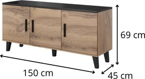 TV stolek Lotta I 150 cm dub wotan/černý