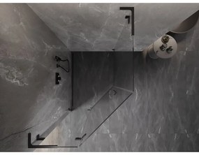 Mexen Lunar, L pětiúhelníkový sprchový kout naklápěcí doleva 80 x 100 cm, 8mm čiré sklo, černý profil, 831L-080L-100P-70-00-L