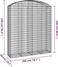 Klenutý gabionový koš 200 x 50 x 220/240 cm pozinkované železo 153481