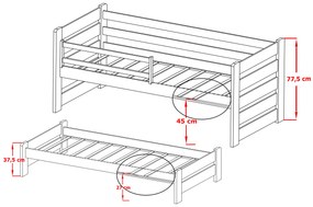 Dětská postel z masivu borovice SANDRA s přistýlkou a šuplíky - 200x90 cm - BÍLÁ