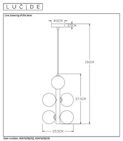 Závěsné stropní svítidlo Lucide Tycho 6 x G9 / 168 W / ocel/sklo / černá