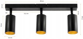 LED stropní svítidlo VIKI GOLD - 3xGU10 - černé