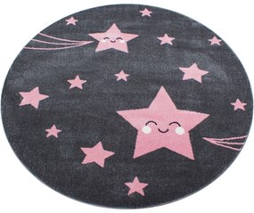 Ayyildiz koberce AKCE: 120x120 (průměr) kruh cm Dětský kusový koberec Kids 610 pink kruh - 120x120 (průměr) kruh cm