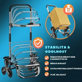 Nákupní taška na kolečkách do schodů COMFORT,50l, modrá Monzana