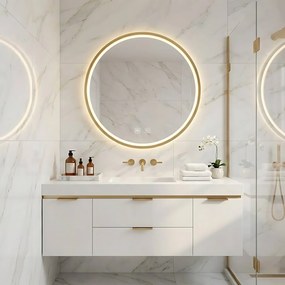 Nástěnné zrcadlo s LED osvětlením MMJ 50 cm růžově zlaté