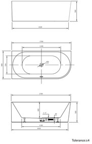 Aqualine TIBERA R 170 x 80 cm E1015