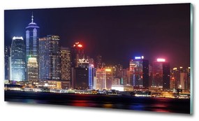 Wallmuralia Foto obraz fotografie na skle Noční Hongkong 100x50