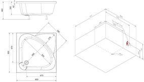 POLYSAN  CARMEN sprchová vanička čtvercová 90x90x30cm, hluboká, bílá, 29611