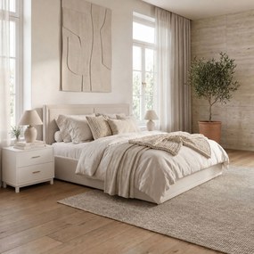 Čalouněná postel s úložným prostorem a roštem Marco 160x200 cm - Světle béžová