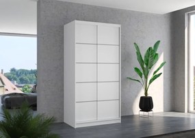 Šatní skříň s posuvnými dveřmi Riva - 100 cm Barva: Bílá
