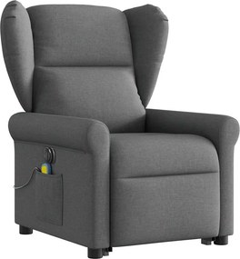 Elektrické zvedací masážní polohovací křeslo tmavě šedé textil 3303405