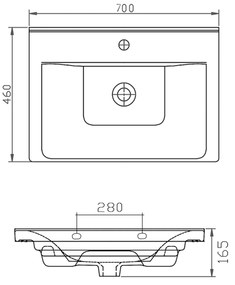 Sapho, SAVA 70 nábytkové umyvadlo 70x16,5x40 cm