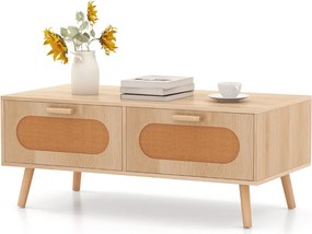 Costway Konferenční stolek do obývacího pokoje se 2 zásuvkami – 100 × 50 × 41 cm