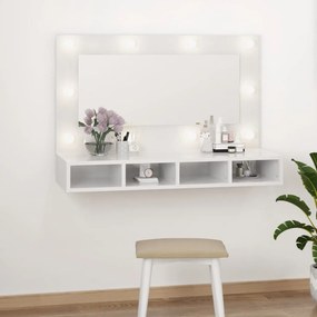 Zrcadlová skříňka s LED bílá s vysokým leskem 90x31,5x62 cm