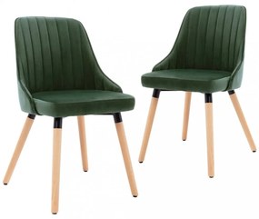 Jídelní židle 2 ks samet / buk Dekorhome Tmavě zelená